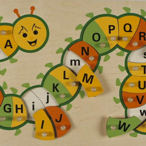 Doron Layeled ABC Caterpillar Wooden Peg Puzzle – Halilit